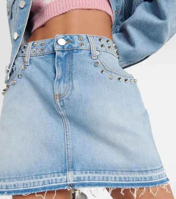 Alessandra Rich Embellished Denim Miniskirt