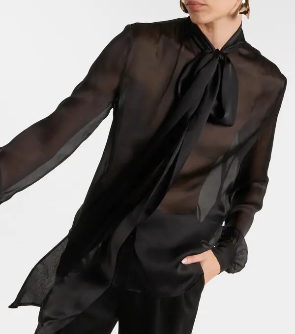 Saint Laurent Bow Detail Silk Blouse