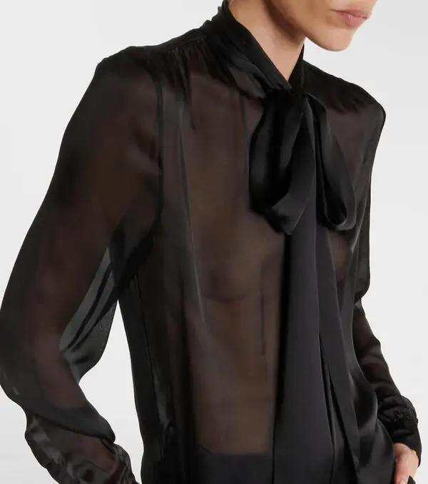 Saint Laurent Bow Detail Silk Blouse