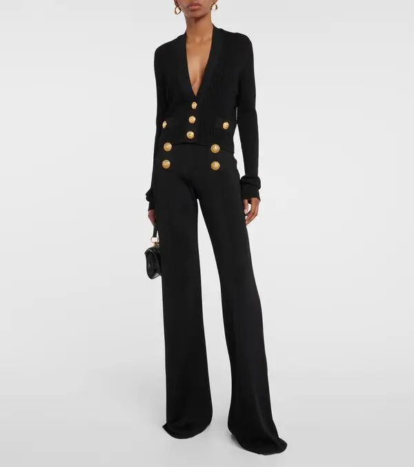 Balmain High-rise Flared Knit Pants