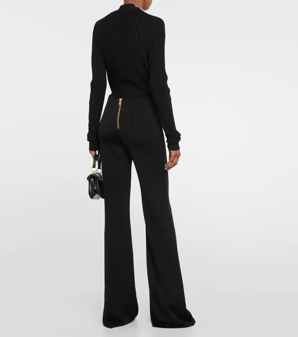 Balmain High-rise Flared Knit Pants