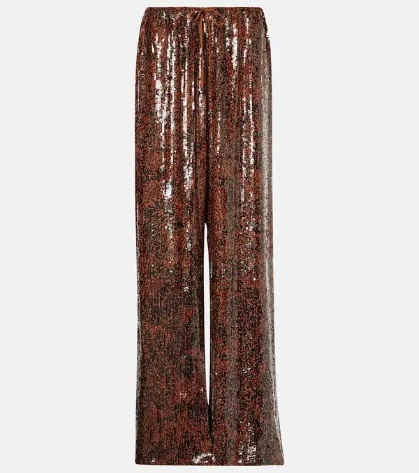Dries Van Noten Sequined Wide-leg Pants