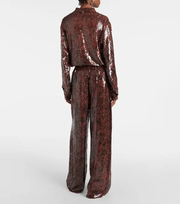 Dries Van Noten Sequined Wide-leg Pants