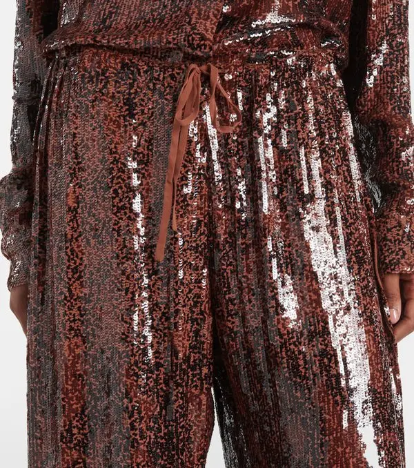 Dries Van Noten Sequined Wide-leg Pants
