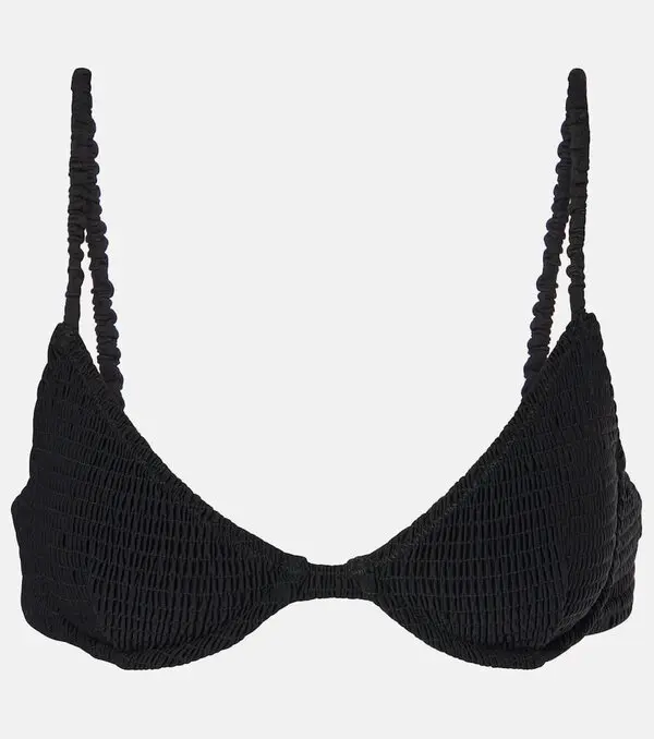 TOTEME Smocked Bikini Top - Black