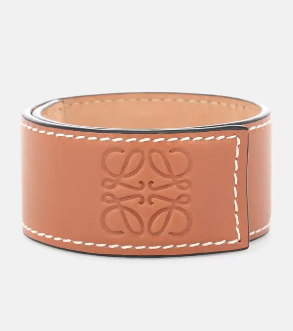 Loewe Anagram Leather Snap Bracelet - Brown