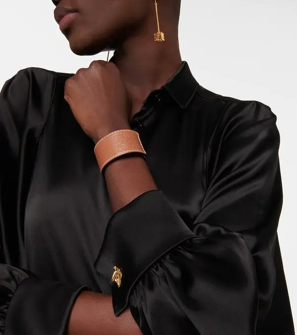 Loewe Anagram Leather Snap Bracelet