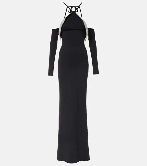 David Koma Crystal-embellished Gown - Black