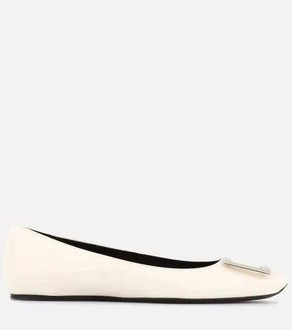 ROGER VIVIER Trompette Patent Leather Ballet Flats - White