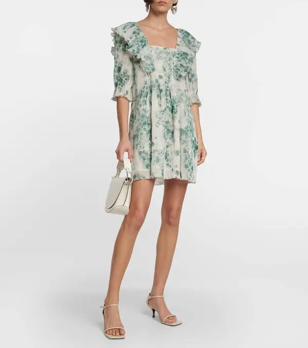GANNI Pleated Georgette Minidress