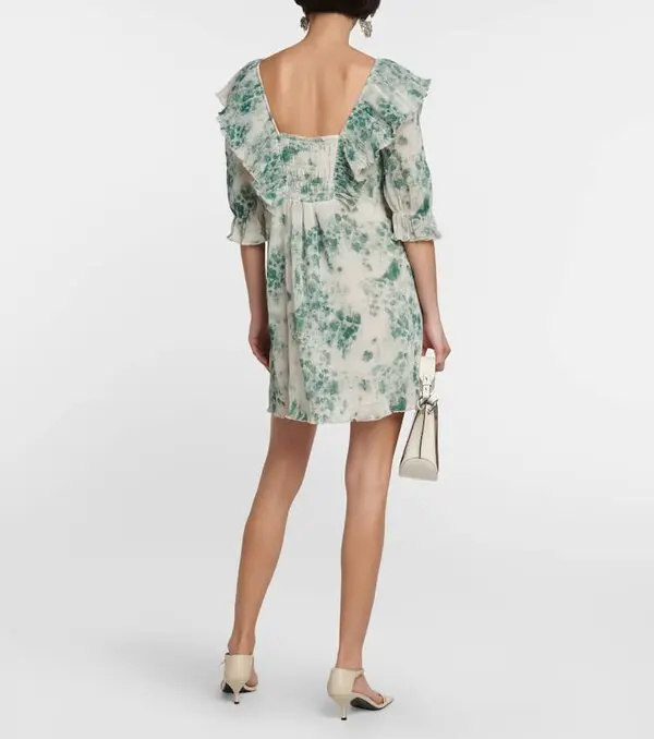 GANNI Pleated Georgette Minidress