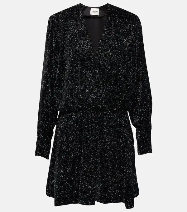 MARANT ETOILE Alexane Glitter Velvet Mini Dress