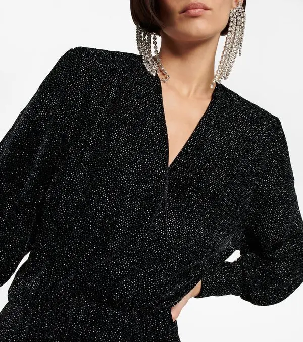 MARANT ETOILE Alexane Glitter Velvet Mini Dress