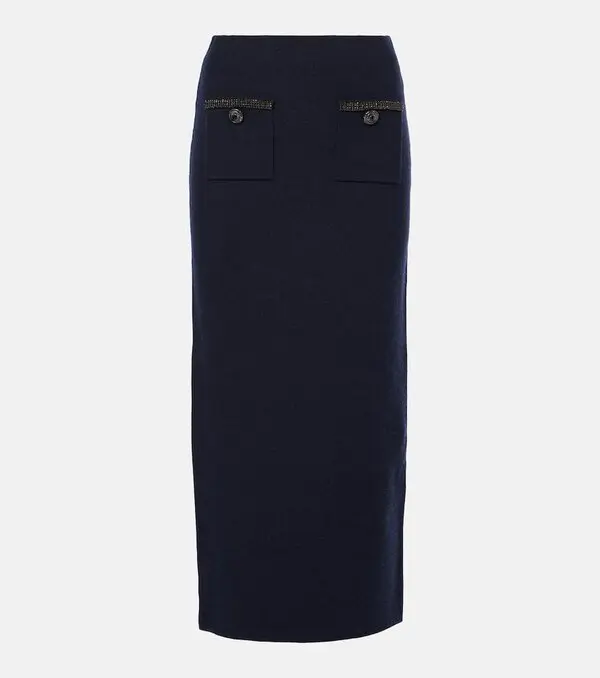 SELF-PORTRAIT Wool And Cotton-blend Midi Skirt