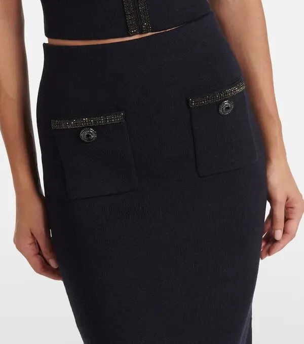 SELF-PORTRAIT Wool And Cotton-blend Midi Skirt