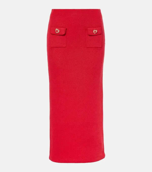 SELF-PORTRAIT Embellished Knitted Midi Skirt