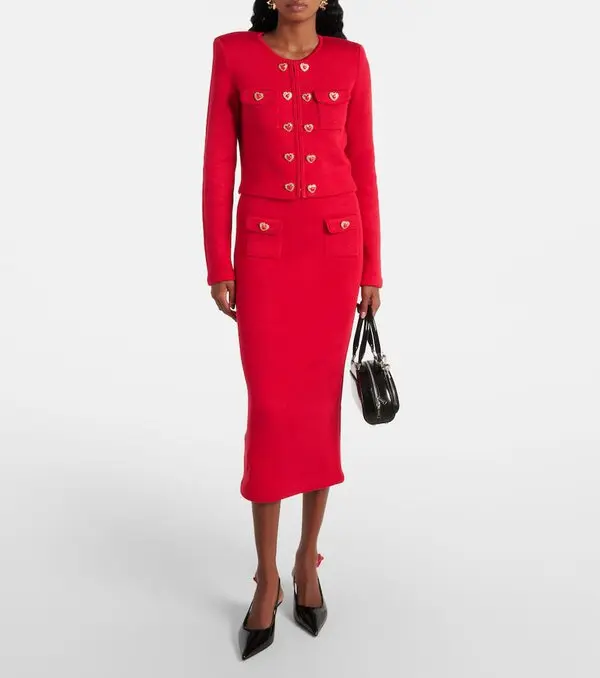 SELF-PORTRAIT Embellished Knitted Midi Skirt