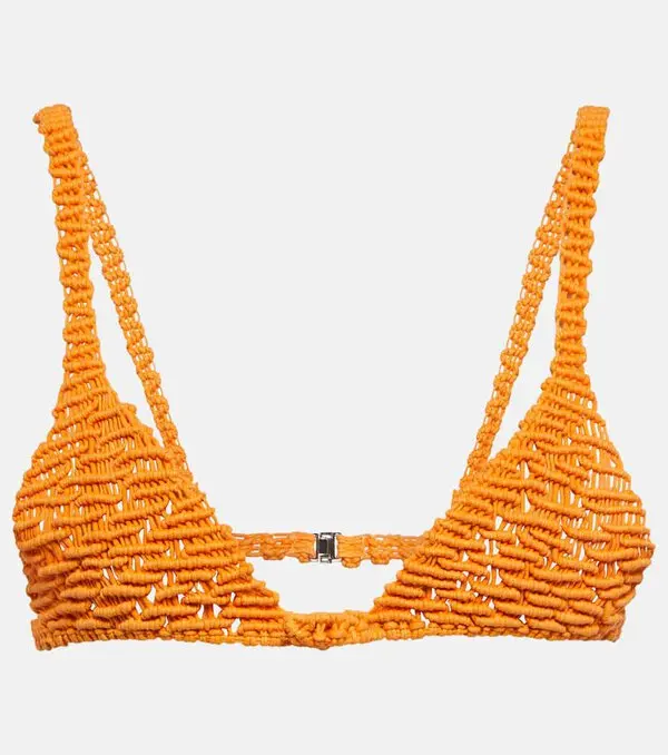 ROBERTA EINER Beaded Cotton Bralette - Orange