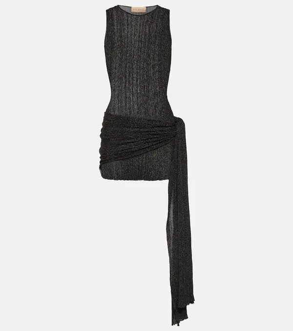 AYA MUSE Keefe Draped Lamé Minidress - Black