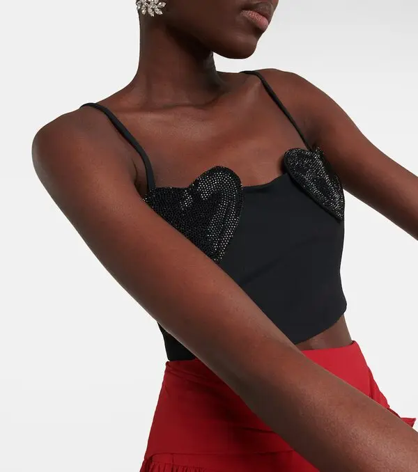 Blumarine Crystal-embellished Cropped Top