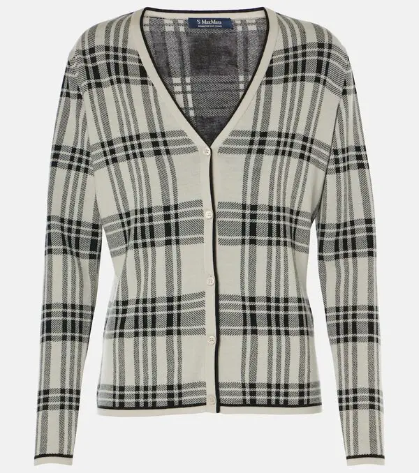 Max Mara Giara Plaid Wool Cardigan