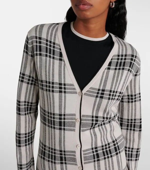 Max Mara Giara Plaid Wool Cardigan
