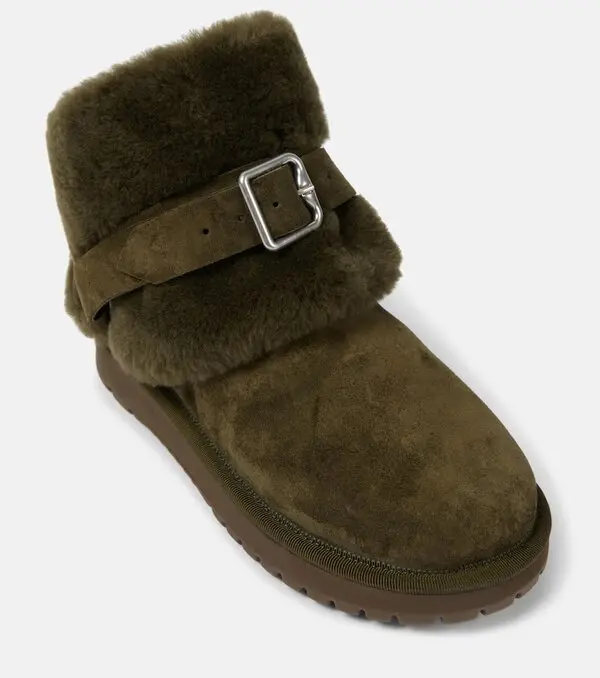 Burberry Shearling-trimmed Suede Ankle Boots