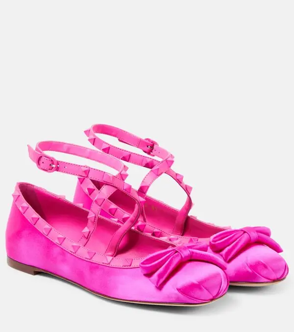 Valentino Garavani Rockstud Embellished Ballet Flats - Pink