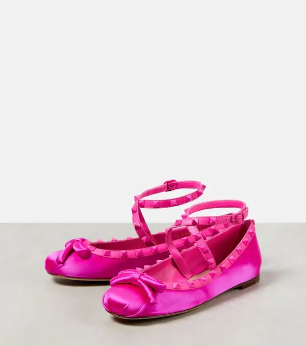 Valentino Garavani Rockstud Embellished Ballet Flats - Pink