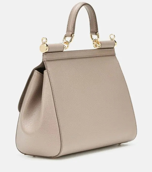 Dolce & Gabbana Sicily Medium Leather Shoulder Bag - Grey