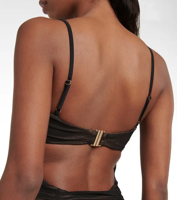 SELF-PORTRAIT Mesh Ruched Swimsuit