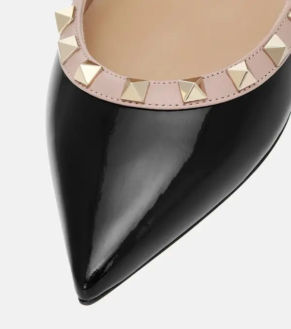 Valentino Garavani Rockstud Patent Leather Ballet Flats - Black
