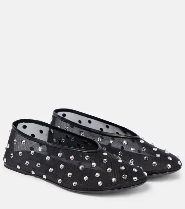 Khaite Marcy Crystal-embellished Ballet Flats - Black