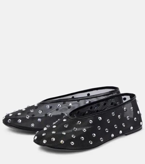 Khaite Marcy Crystal-embellished Ballet Flats - Black