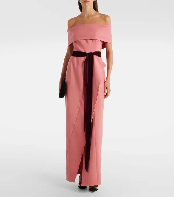 Oscar De La Renta Off-shoulder Wool-blend Gown