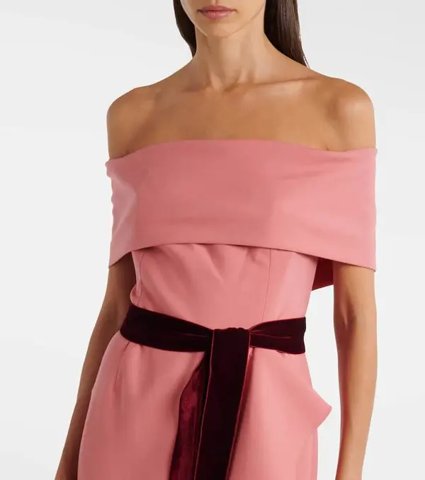 Oscar De La Renta Off-shoulder Wool-blend Gown