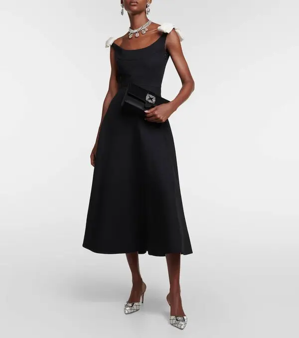 Manolo Blahnik Capri Embellished Satin Clutch - Black