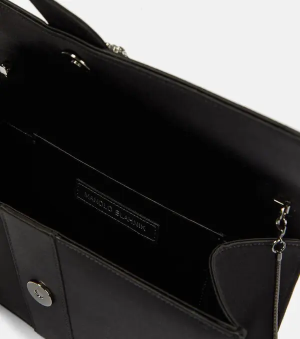 Manolo Blahnik Capri Embellished Satin Clutch - Black