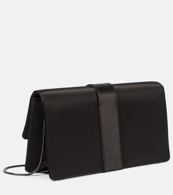 Manolo Blahnik Capri Embellished Satin Clutch - Black