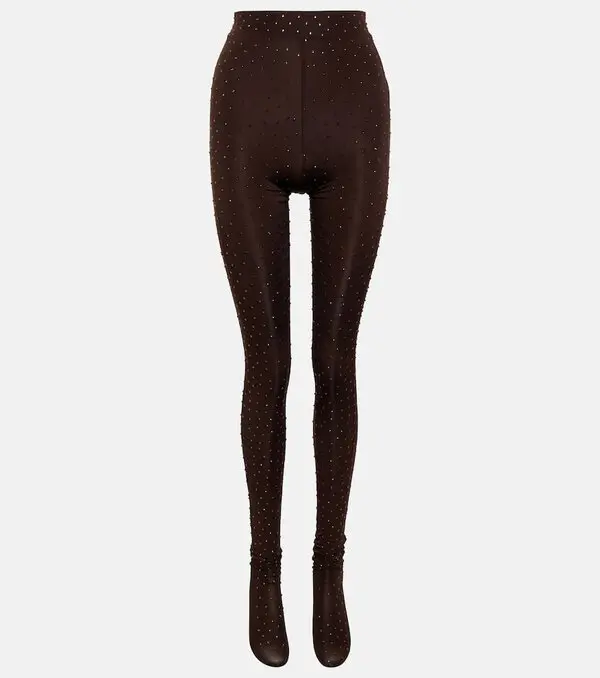 Alex Perry Rane Embellished Jersey Tights - Brown