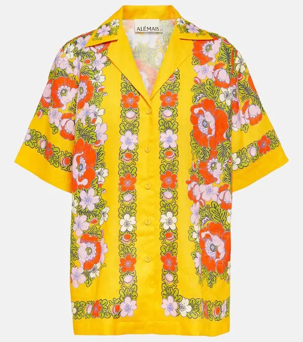 ALEMAIS Floral Linen Bowling Shirt