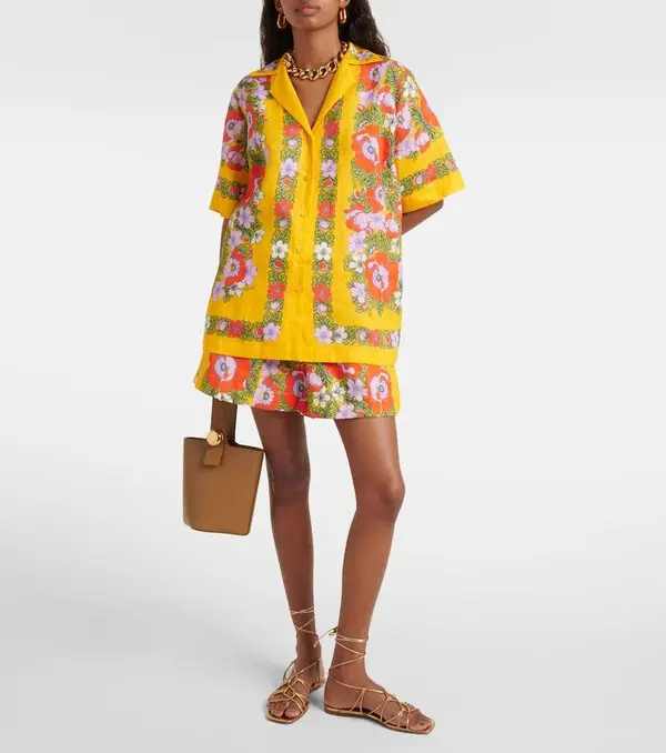 ALEMAIS Floral Linen Bowling Shirt