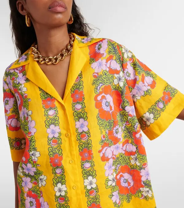 ALEMAIS Floral Linen Bowling Shirt