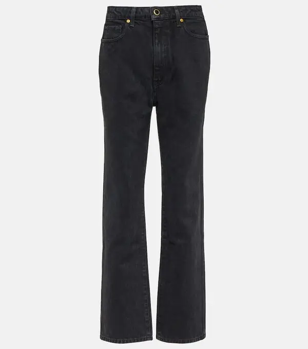 Khaite Abigail Cropped Straight Jeans In Wash - Black