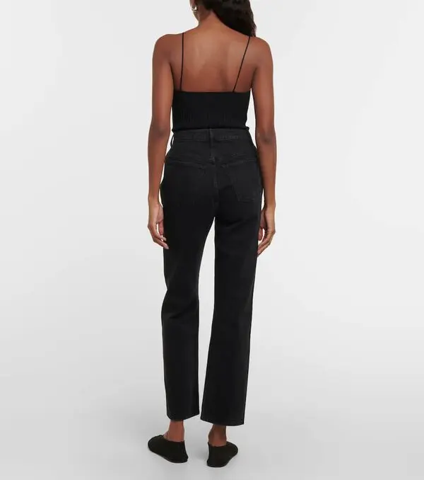 Khaite Abigail Cropped Straight Jeans In Wash - Black
