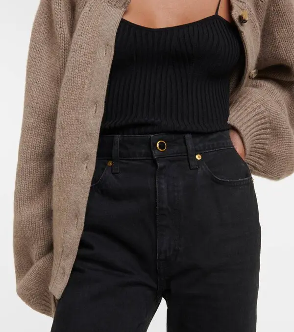 Khaite Abigail Cropped Straight Jeans In Wash - Black