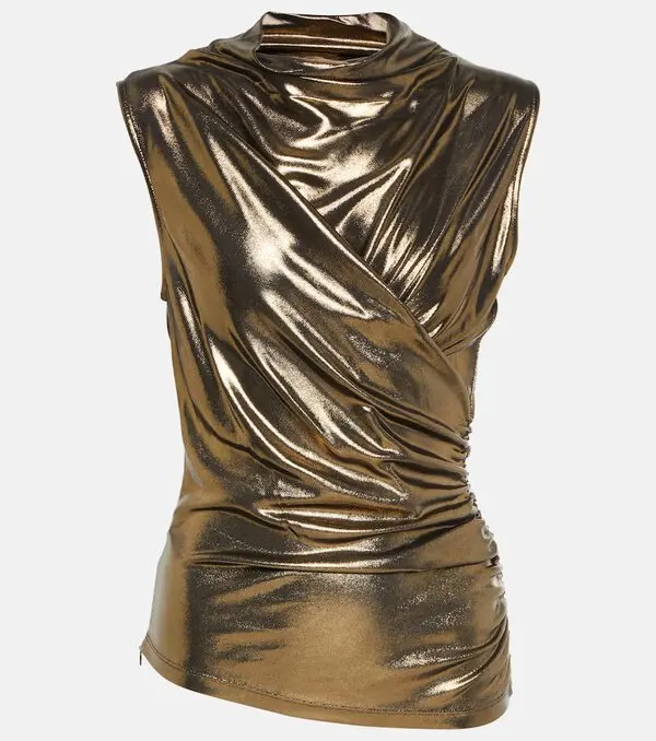 Blumarine Draped Metallic Top - Gold