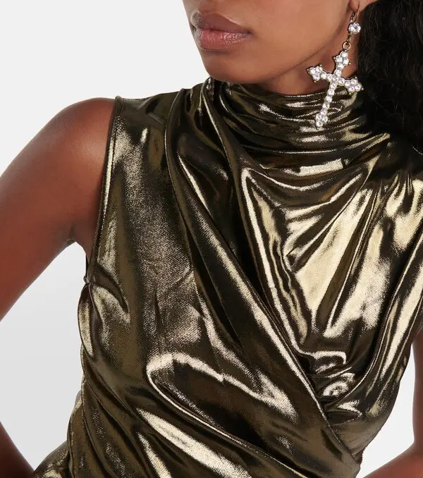 Blumarine Draped Metallic Top - Gold