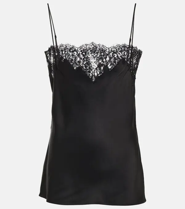 Stella McCartney Satin And Lace Tank Top - Black