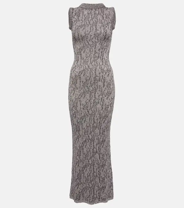 Acne Studios Sequined Jacquard Maxi Dress